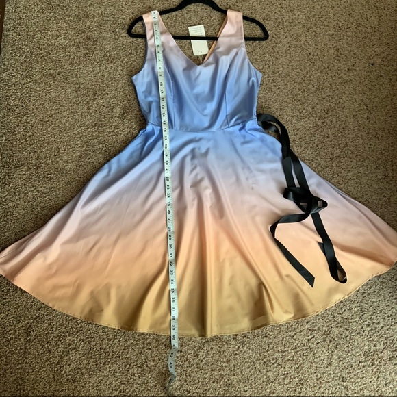 Sucrefas | Dresses | Sucrefas Blue Ombr Belted Fit And Flare Dress ...